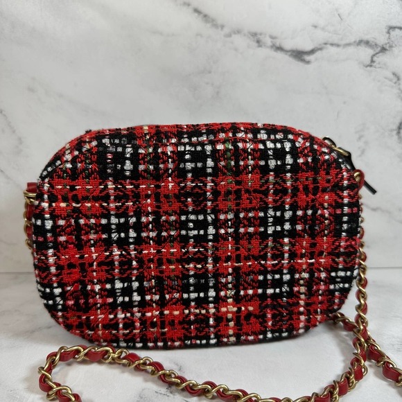 CHANEL | Bags | Chanel Tweed Camera Crossbody Bag Quilted Coco Midnight Case Redblack Cc 2s ...